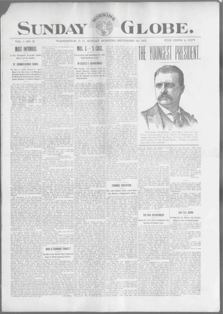 Reading the Sunday Morning Globe from September 22nd, 1901 – President ...