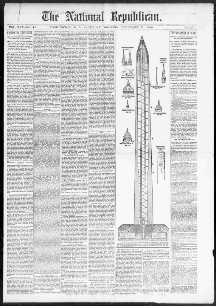In The Paper: The National Republican – February 21st, 1885, the Day ...