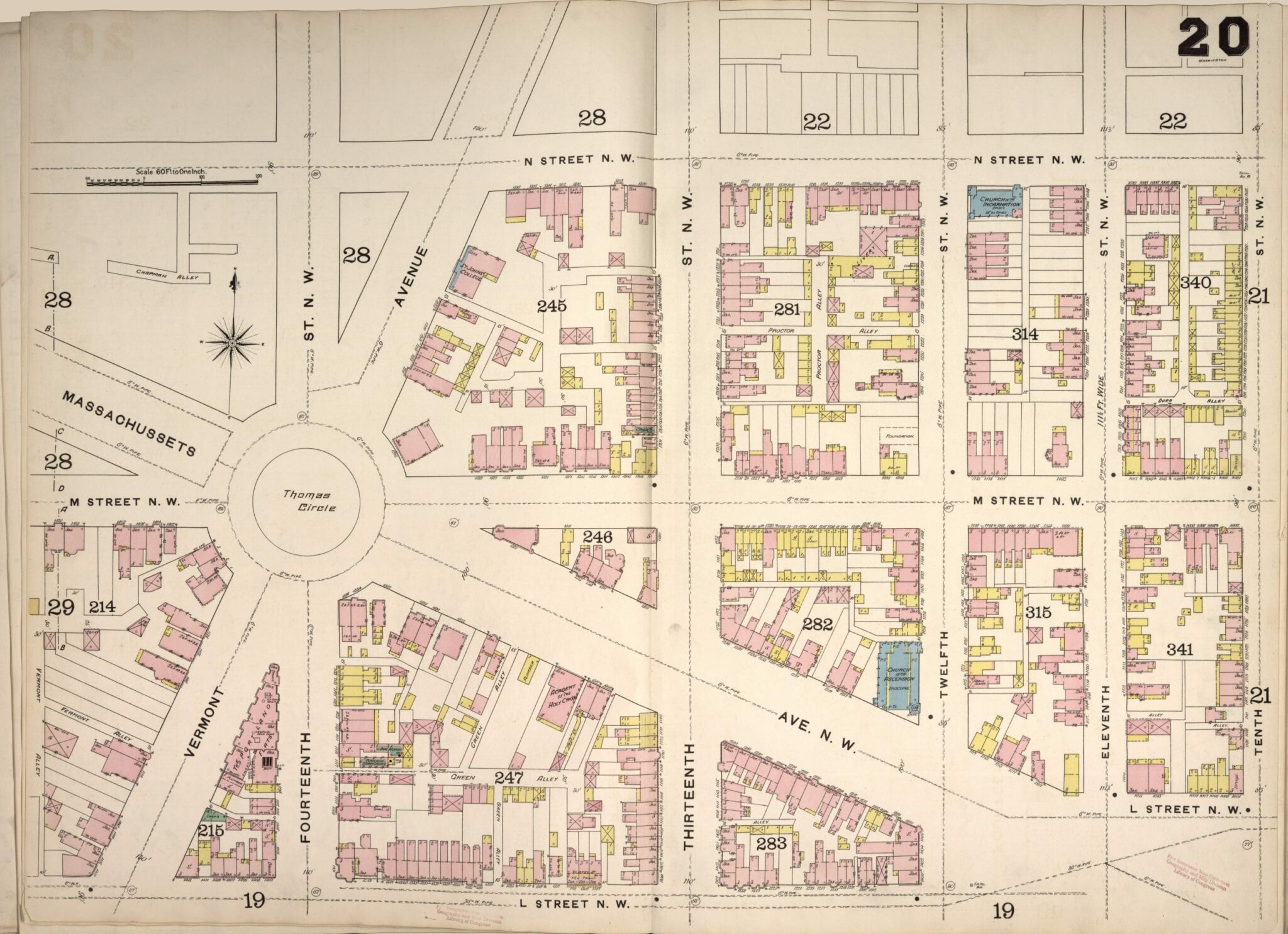 Exploring Thomas Circle in 1888: A Sanborn Fire Insurance Map