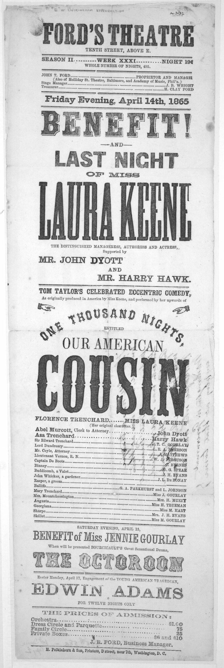 Uncovering the Actual Playbill for the Play Lincoln and His Wife ...