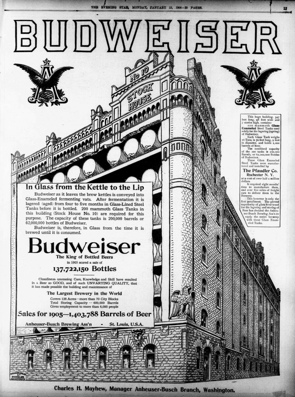 A Look Back at a Full Page Budweiser Ad from January 15th, 1906