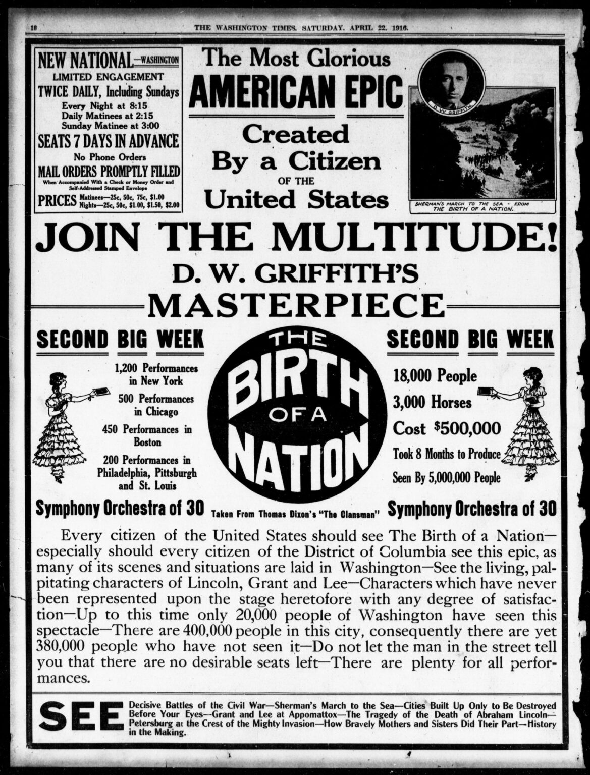 The First Movie Screened at the White House Was the Infamous 'The Birth ...