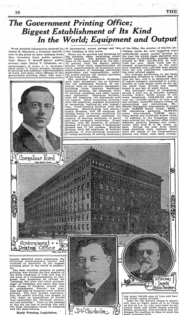 The Government Printing Office: World's Largest Printing Office in 1916