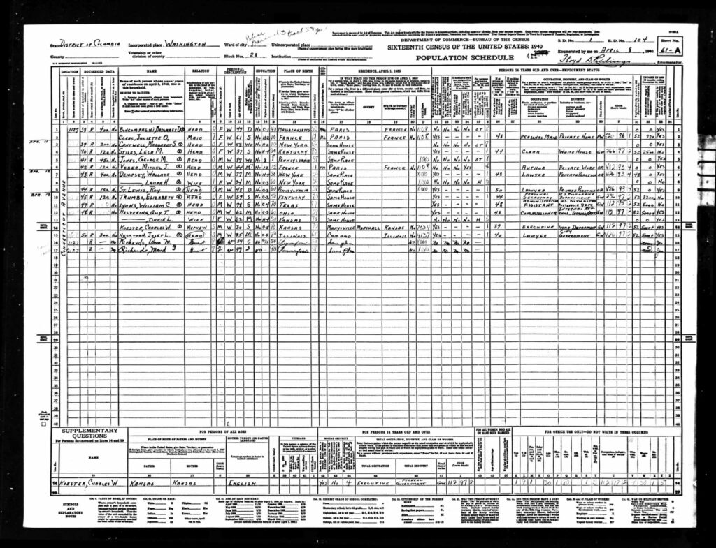 They Were Neighbors: 1940 U.S. Census Records from the Mayflower Hotel