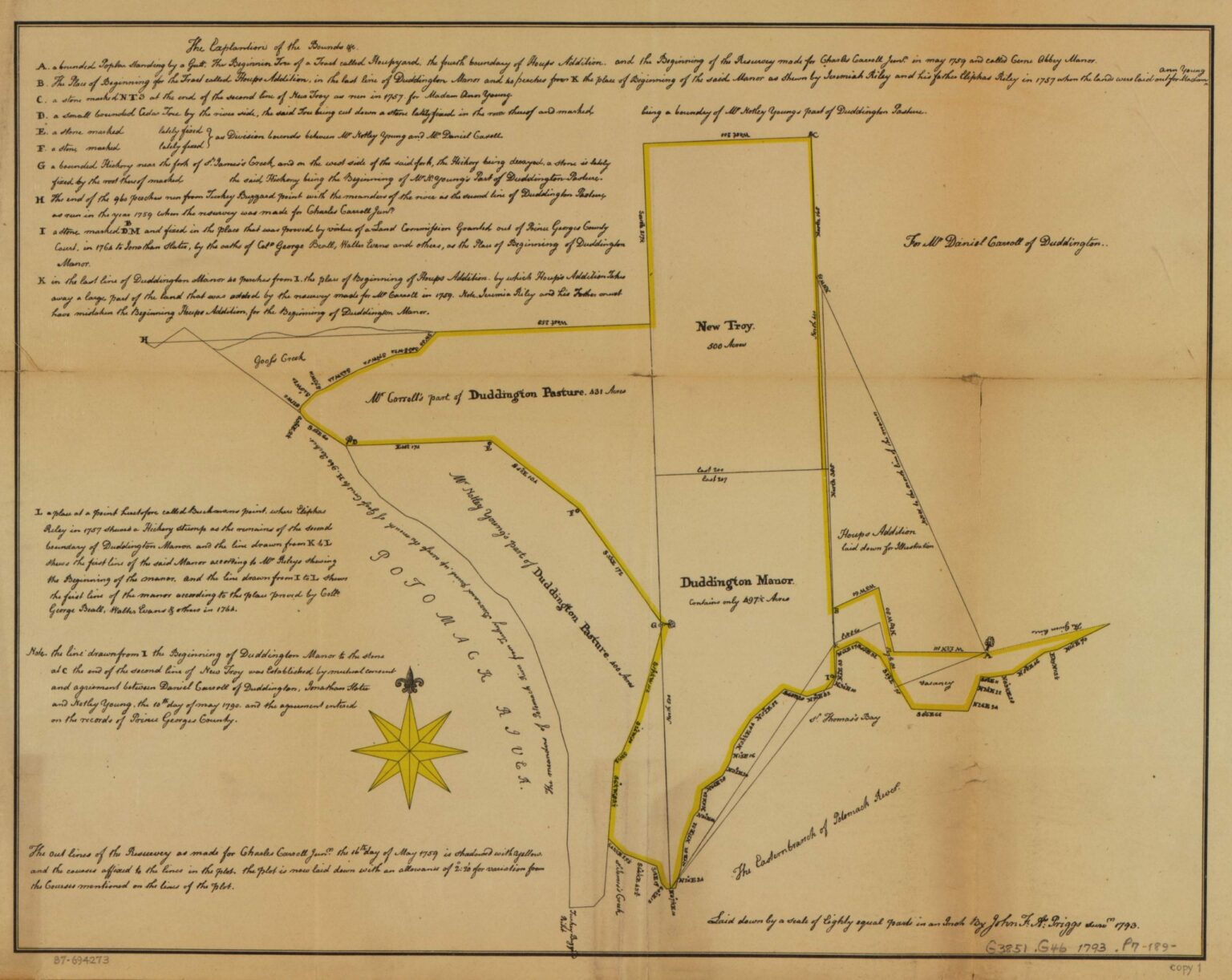 1793 Map of Carroll Family Land in Washington