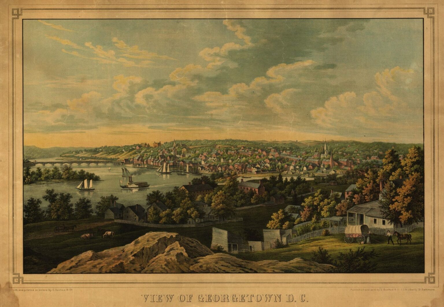 A Fascinating Bird's-Eye View of Georgetown, D.C. in 1855
